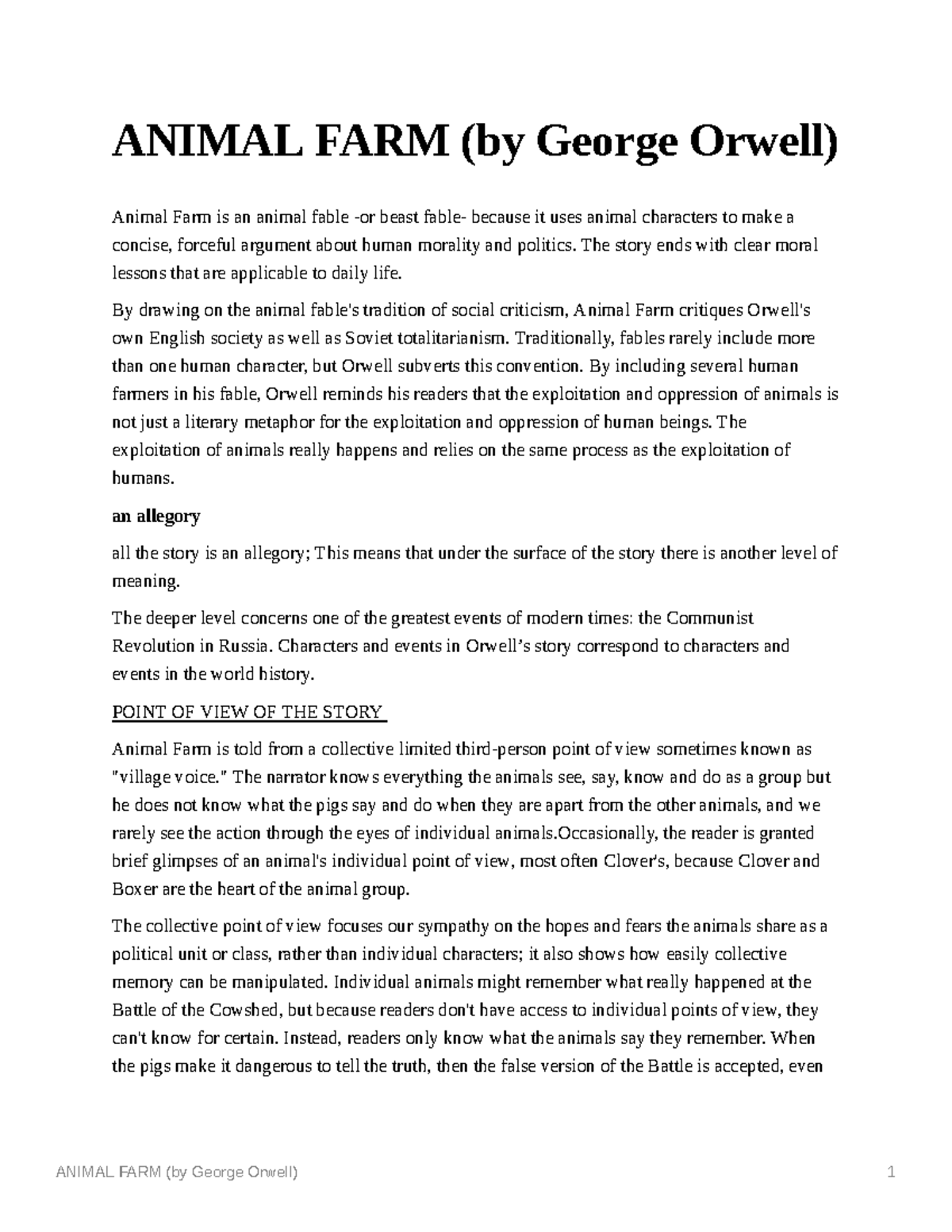 Animal FARM (by George Orwell) - ANIMAL FARM (by George Orwell) Animal ...