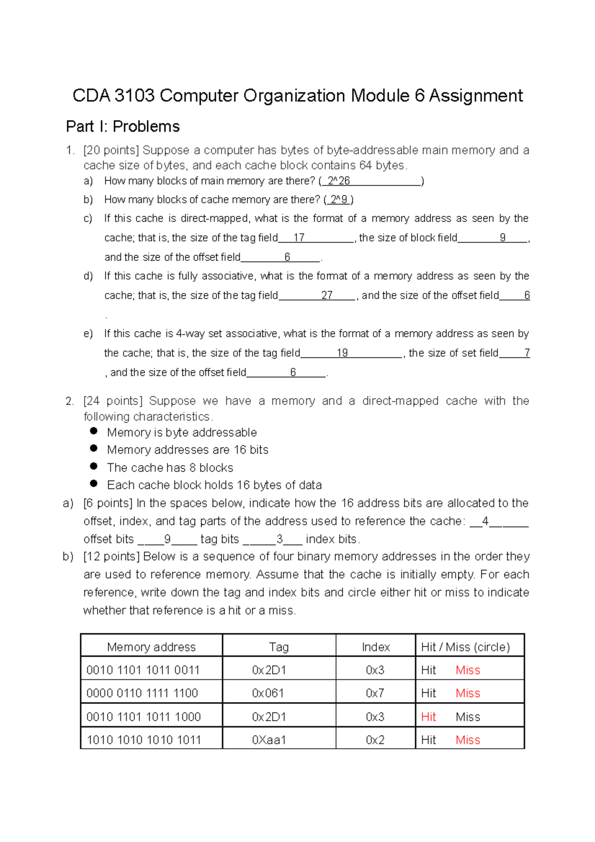 CDA 3103 Module 6 Assignment - CDA3103 - USF - Studocu