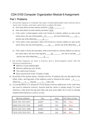CDA 3103 Module 4 (RISC-V) Assignment I Spring 23 - CDA 3103 Computer Organization Homework The ...