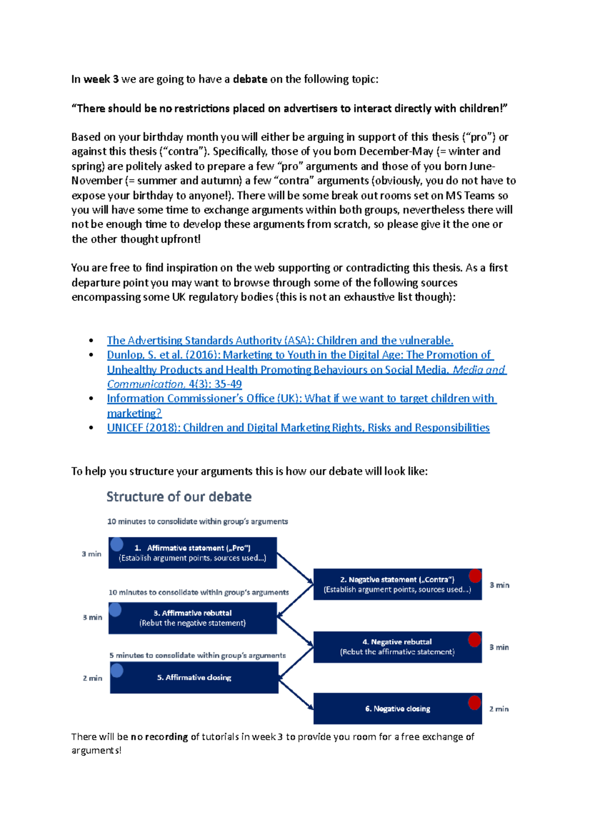 Week 3 Tutorial notes - In week 3 we are going to have a debate on the ...