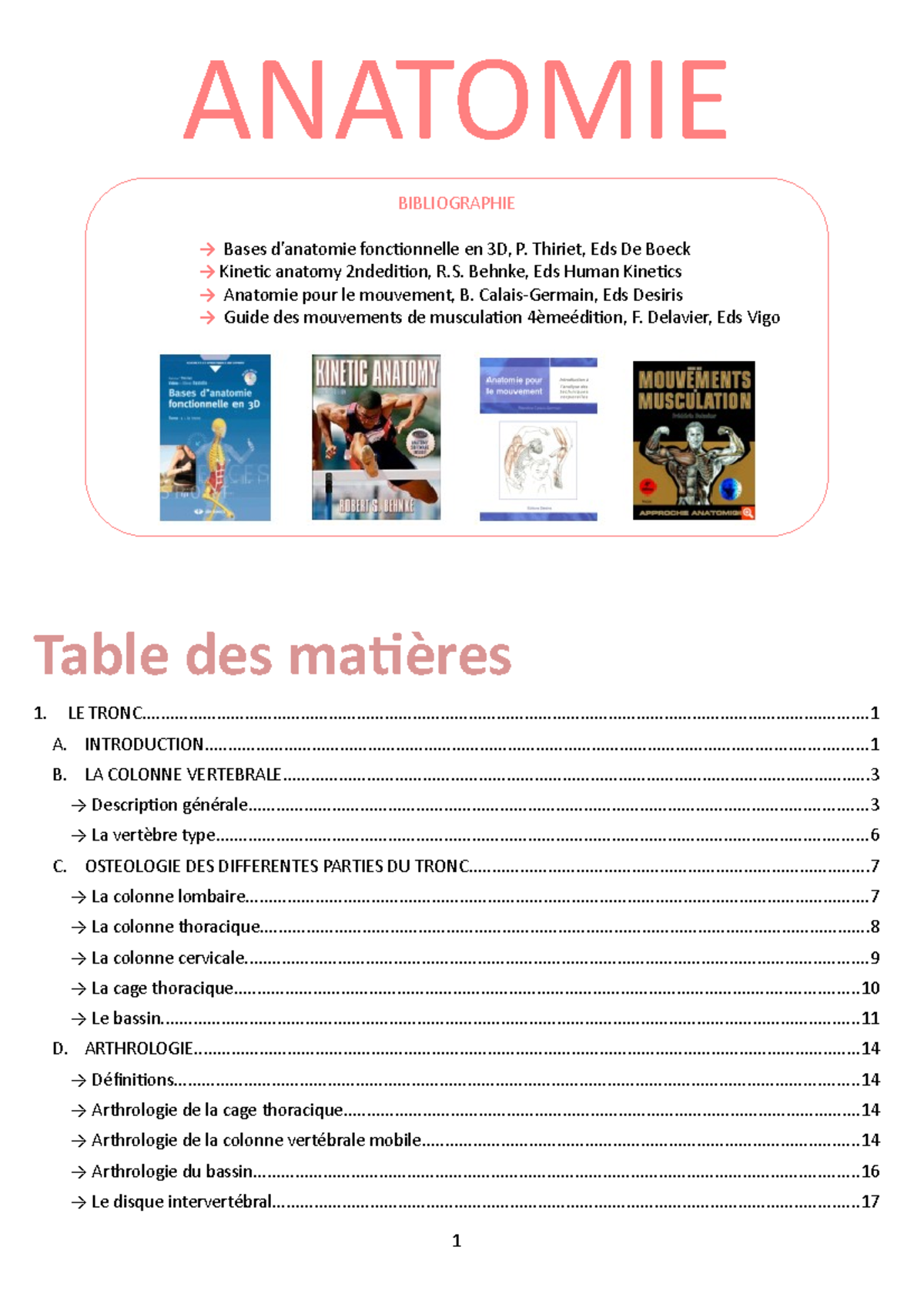 L1 Tronc + membre inf - ANATOMIE BIBLIOGRAPHIE → Bases d’anatomie ...