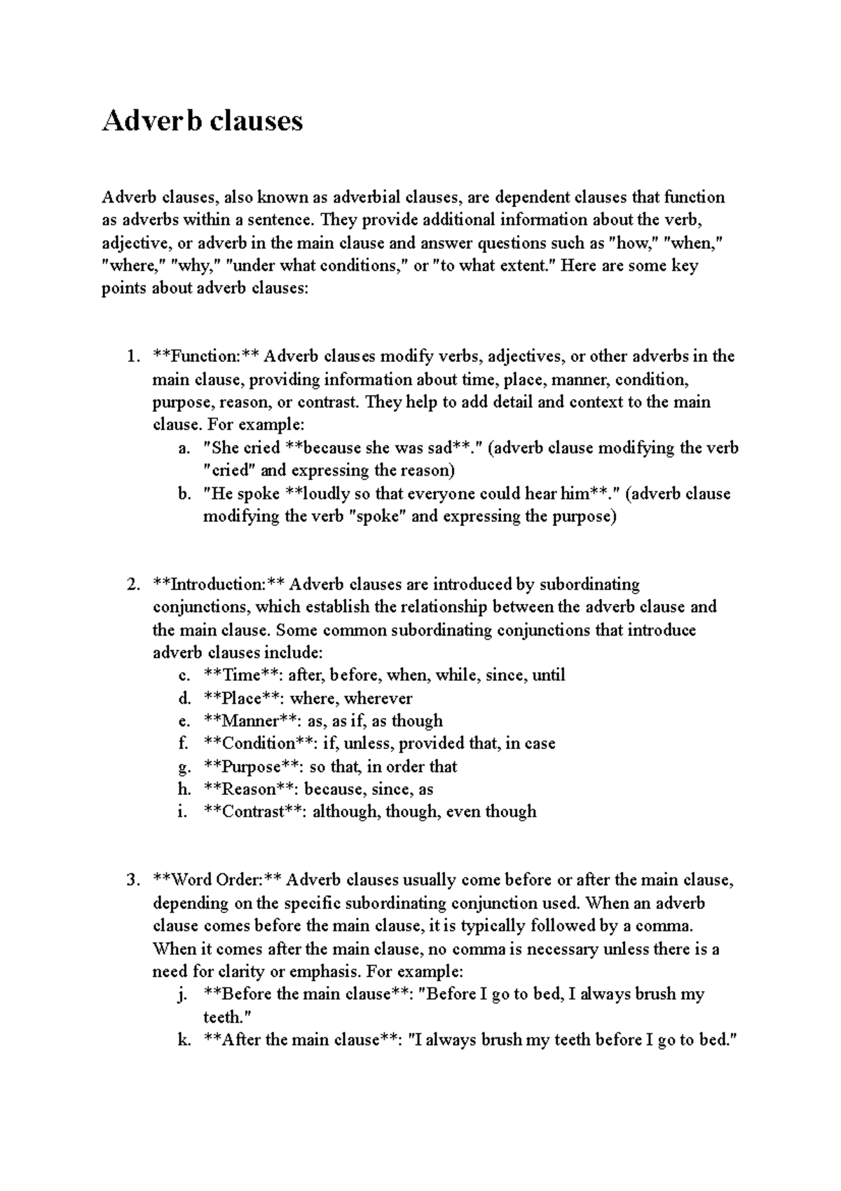 ,Adverb clauses - Studocu