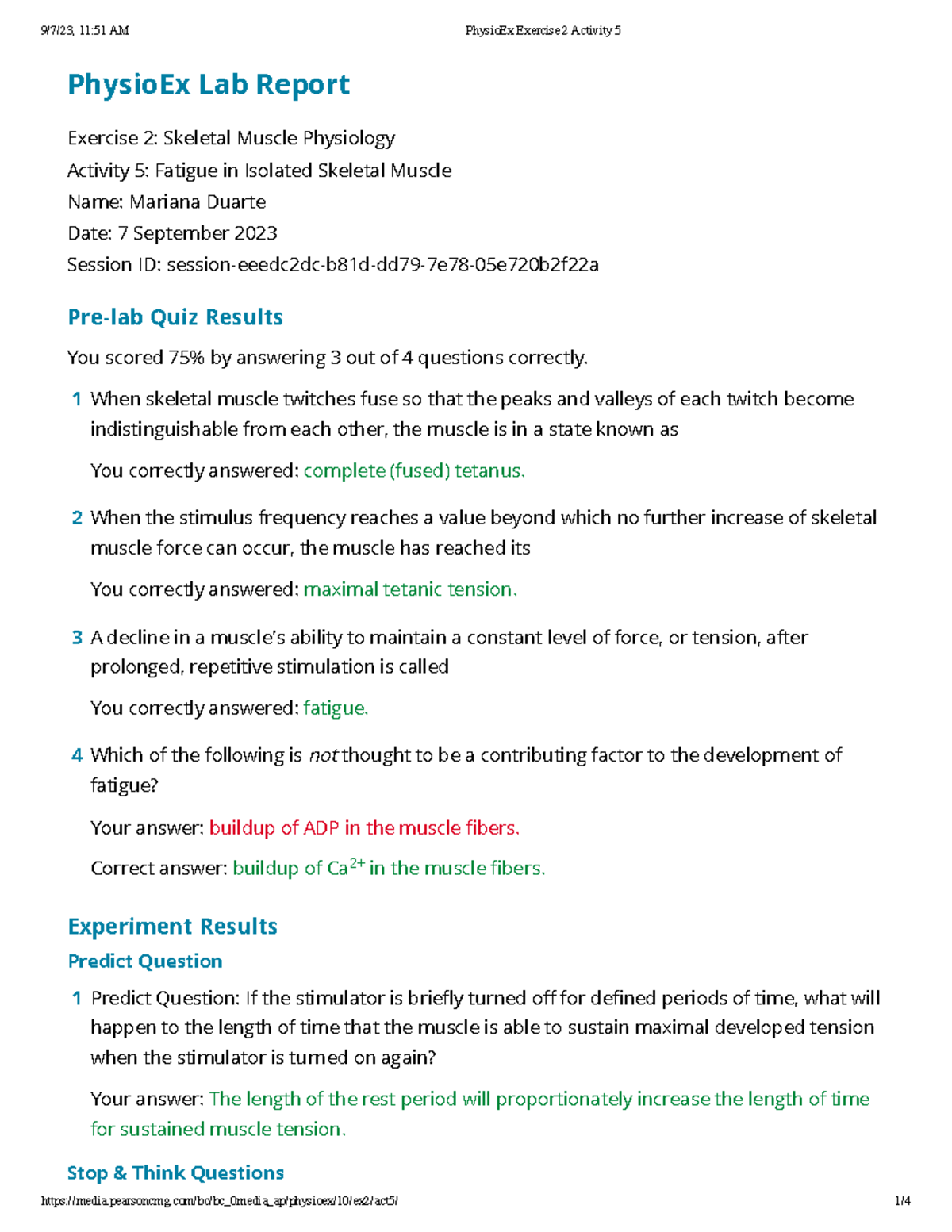 Physio Ex Exercise 2 Activity 5 - PhysioEx Lab Report Exercise 2 ...