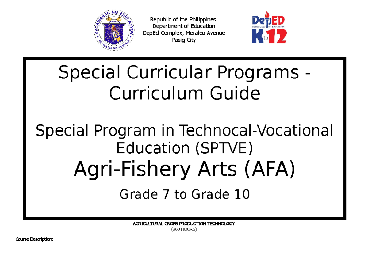 Sptve AFA Courses 1 2 - Curriculum Guides - Republic of the Philippines ...