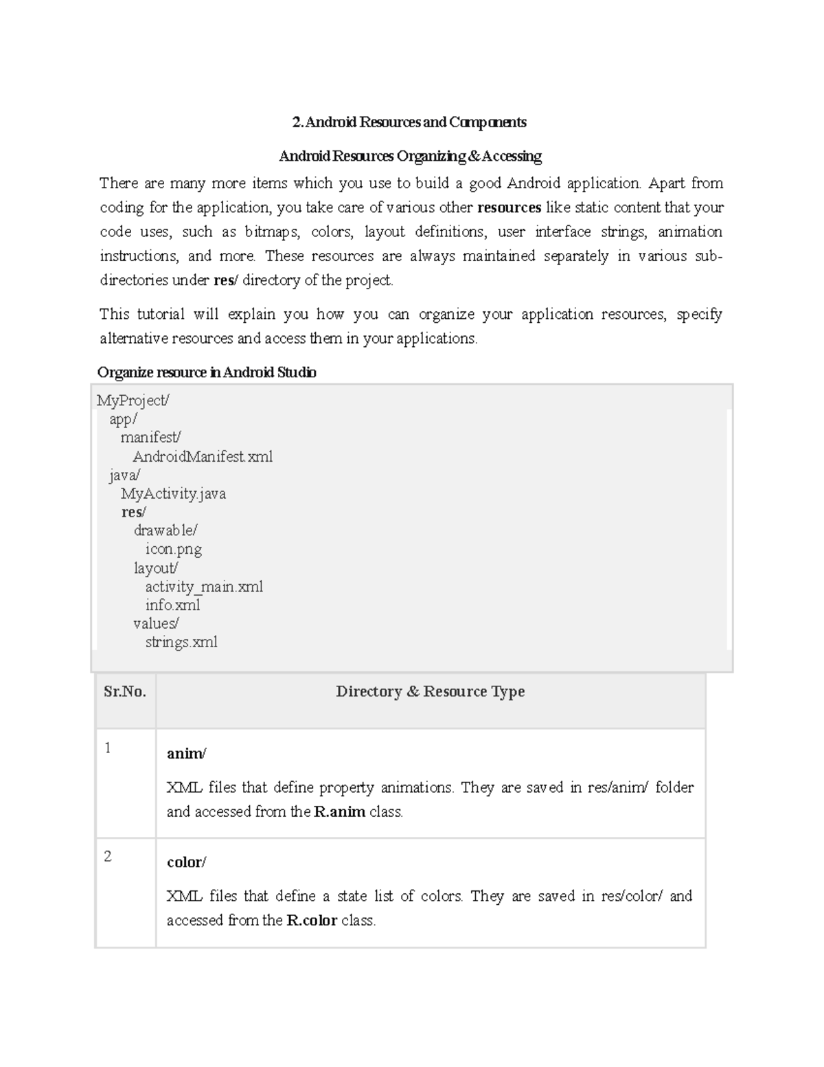 2 Android Resources and Components - Android Resources and Components Android Resources ...