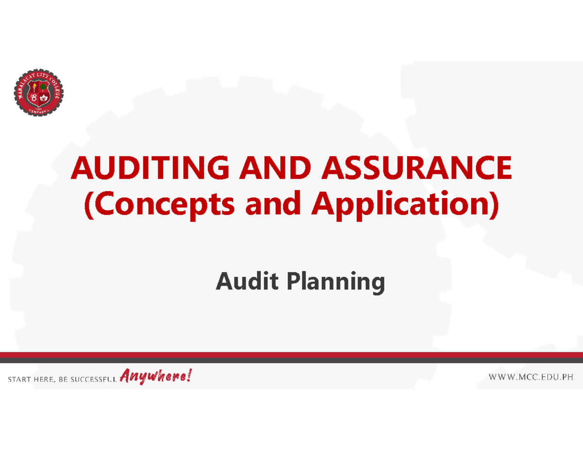 Topic 1.2 Audit Planning - AUDITING AND ASSURANCE (Concepts and Application) Audit Planning ...