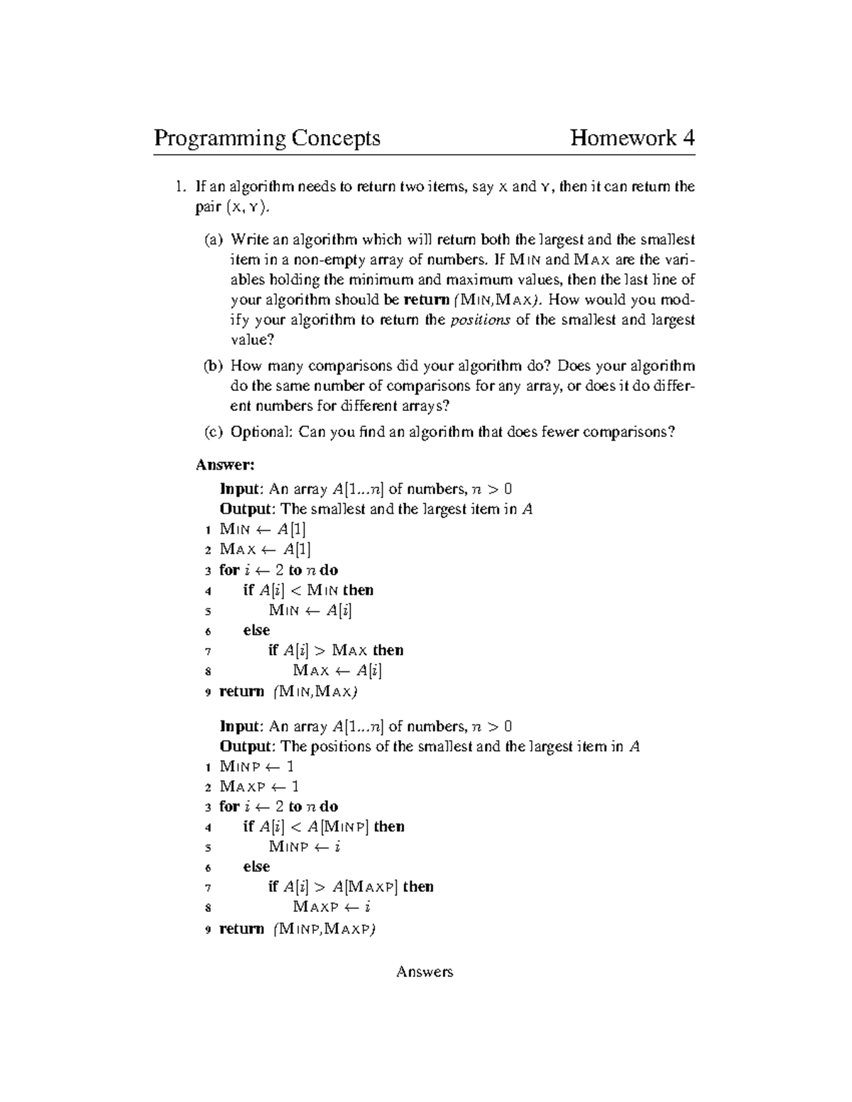 Homework 4 Ans Worksheet And Answers For Revision Programming Concepts Homework 4 If An