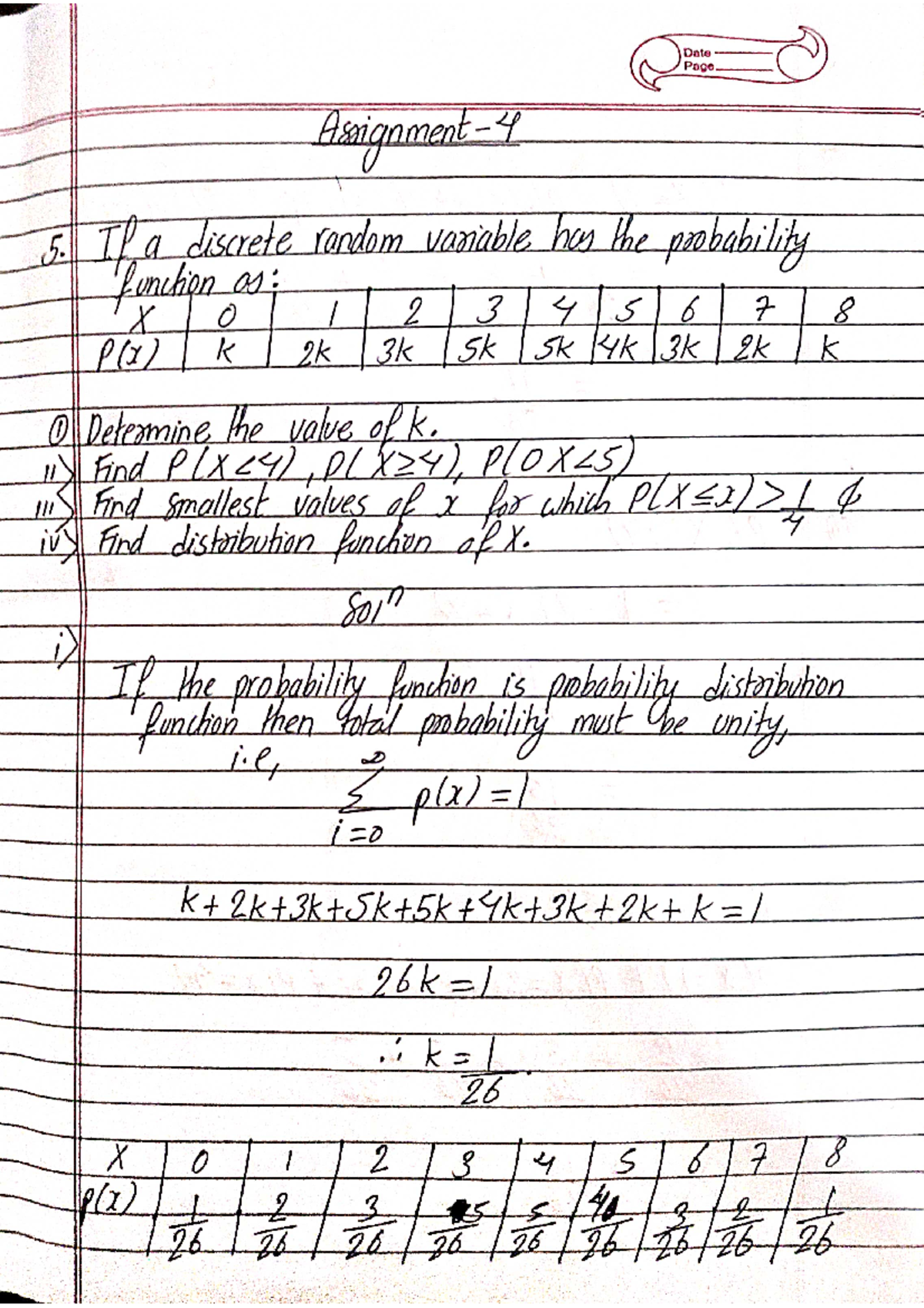 PNS-Assg-4 - Assignment 4 - 24 Date Page Assignment 4 5. Ifa discrete ...