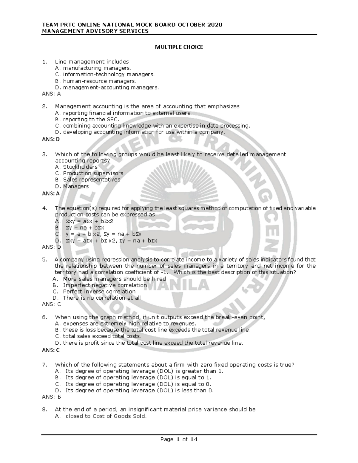 Toaz - Lecture Notes as an Accountancy Student - MANAGEMENT ADVISORY ...