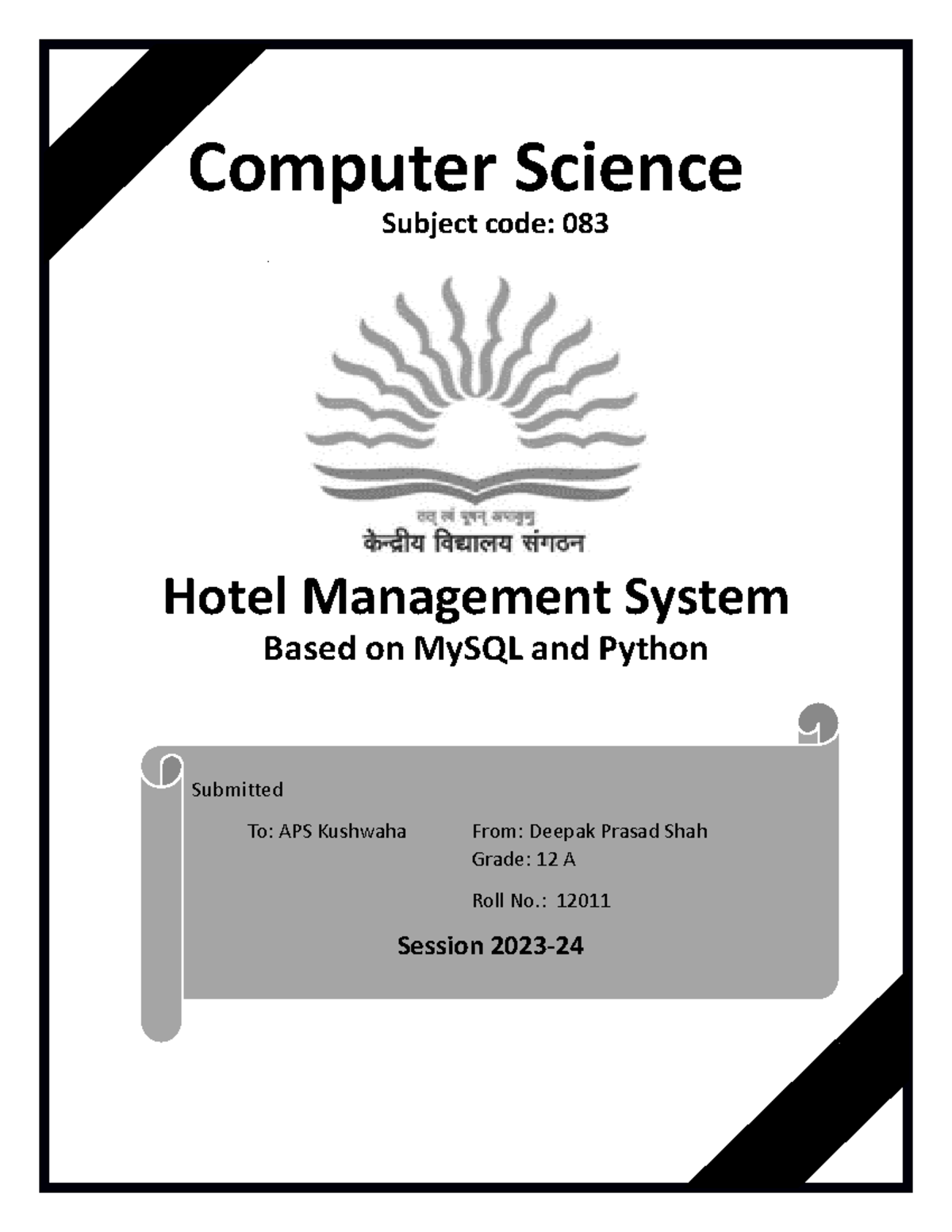 Acknowledgement - This is the entire synopsis for Computer Project on ...