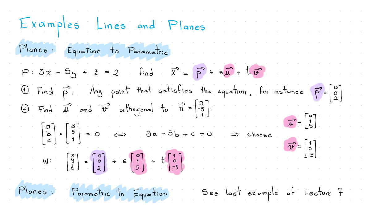 2 Examples Lines and Planes - MATH 152 - Studocu
