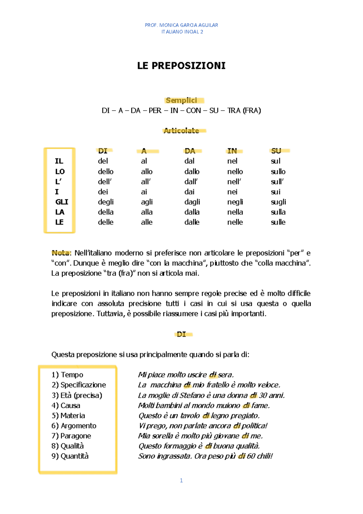 LE Preposizioni f79b59ed69fdd1d83e75e3817ab5a38d - ITALIANO INCIAL 2 LE ...