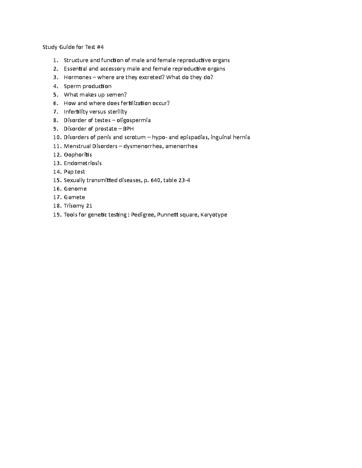 Study Guide for Test - test questions - Study Guide for Test ...