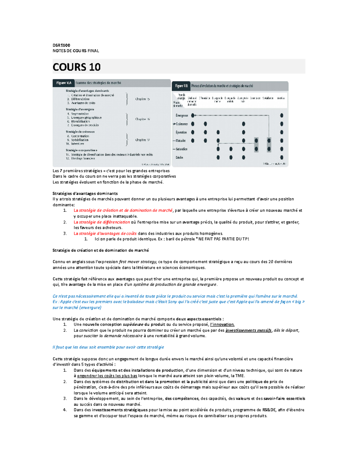 DSR5100 Final - notes de cours - DSR NOTES DE COURS FINAL COURS 10 Les ...