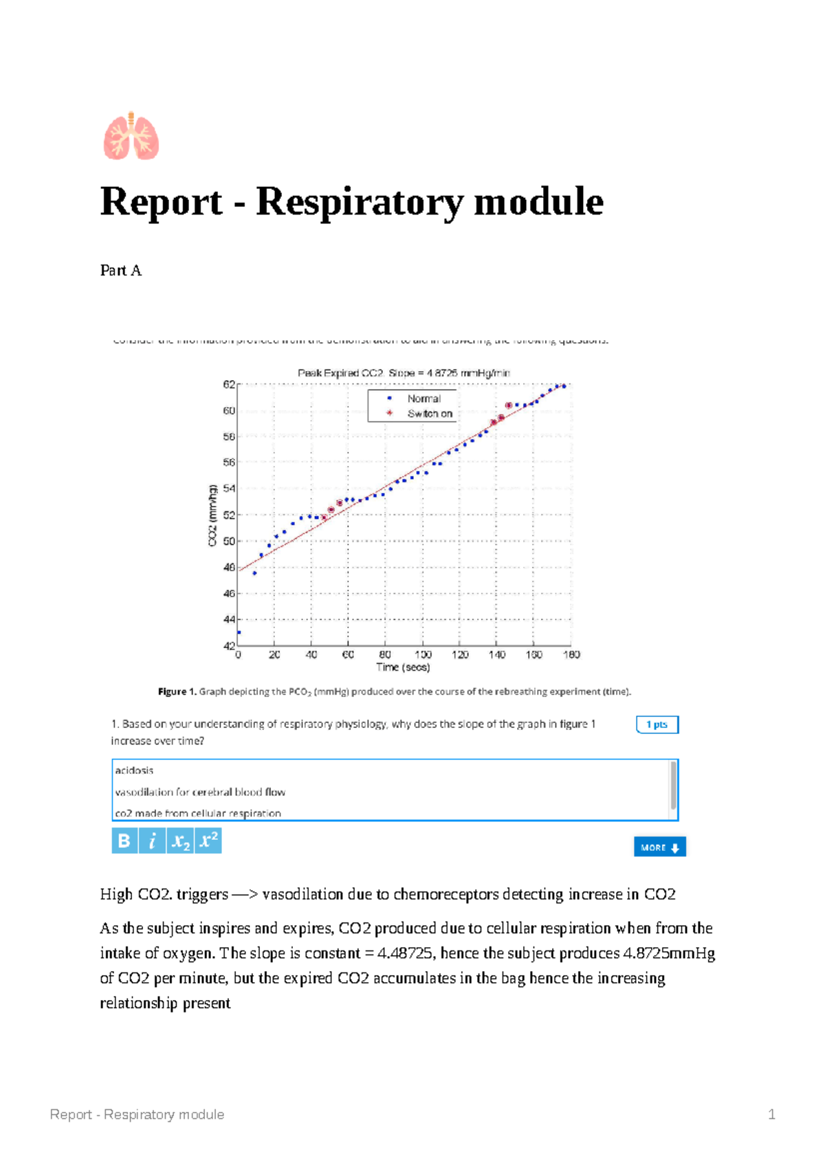 PHSI2007 RESP Lecture PRAC Analysis - i Report - Respiratory module ...