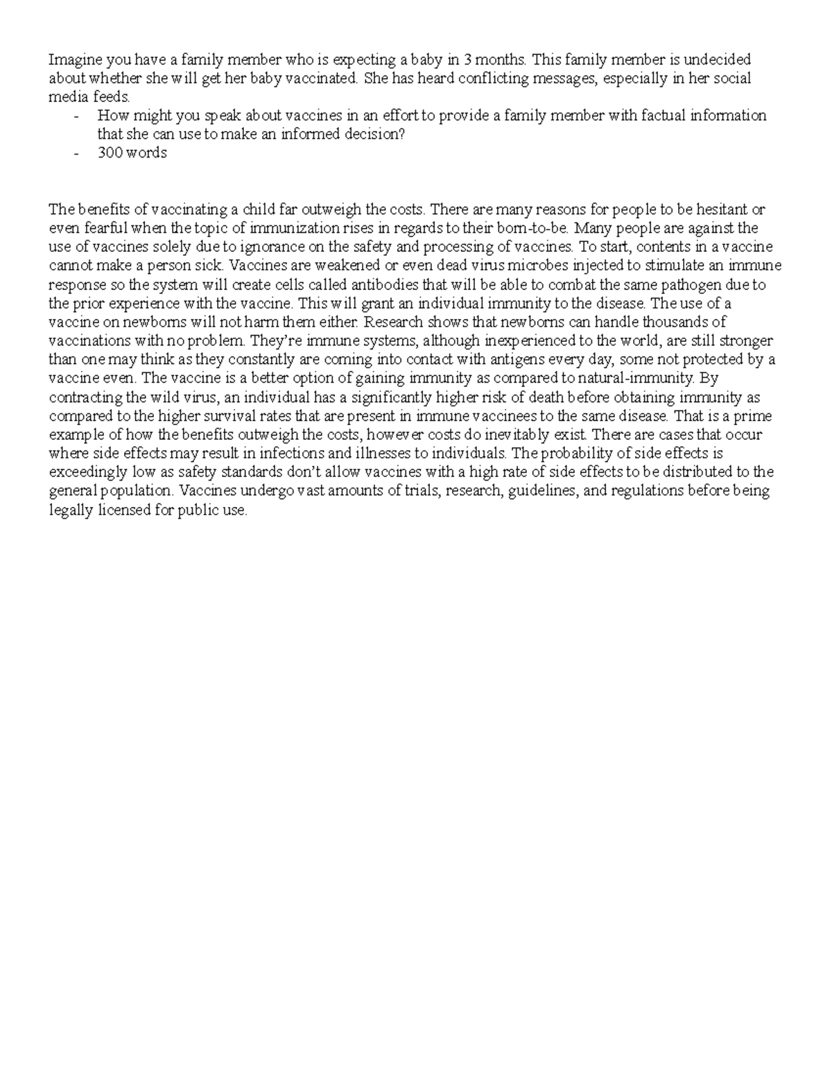 Week 6 Content Reflection - Imagine you have a family member who is ...