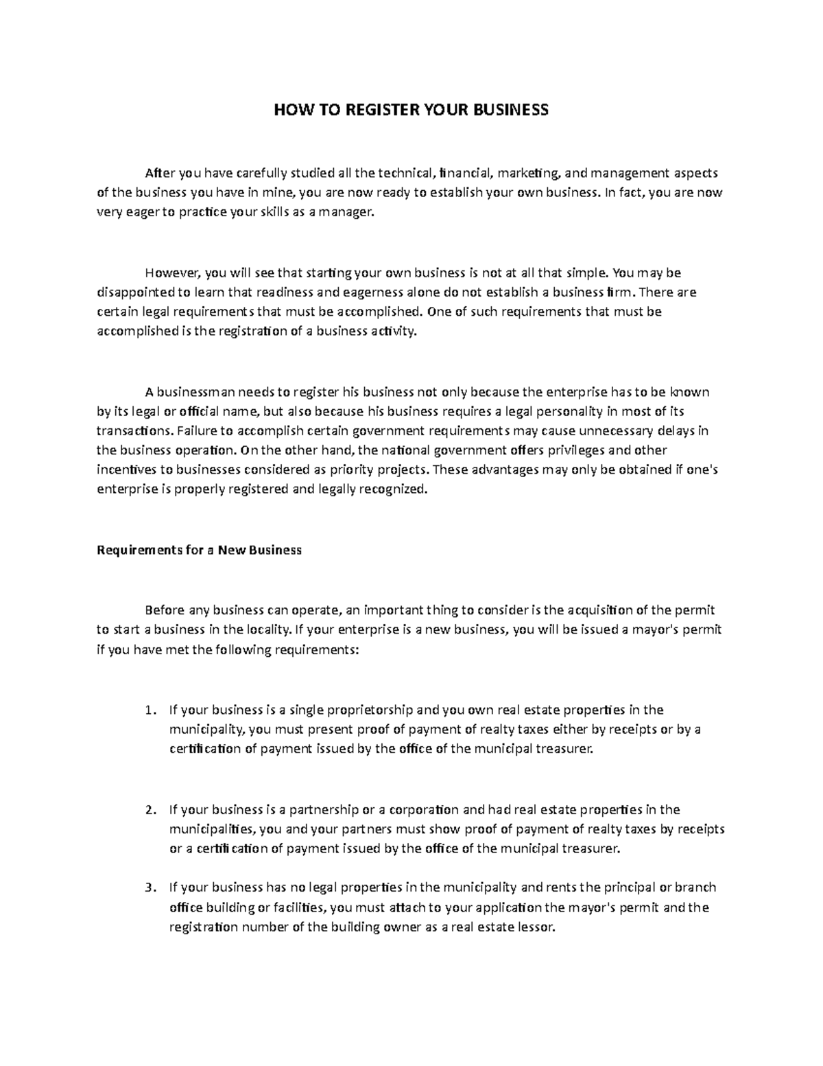 HOW TO Register YOUR Business, THE Entrepeneur AND THE Manager, AND ...