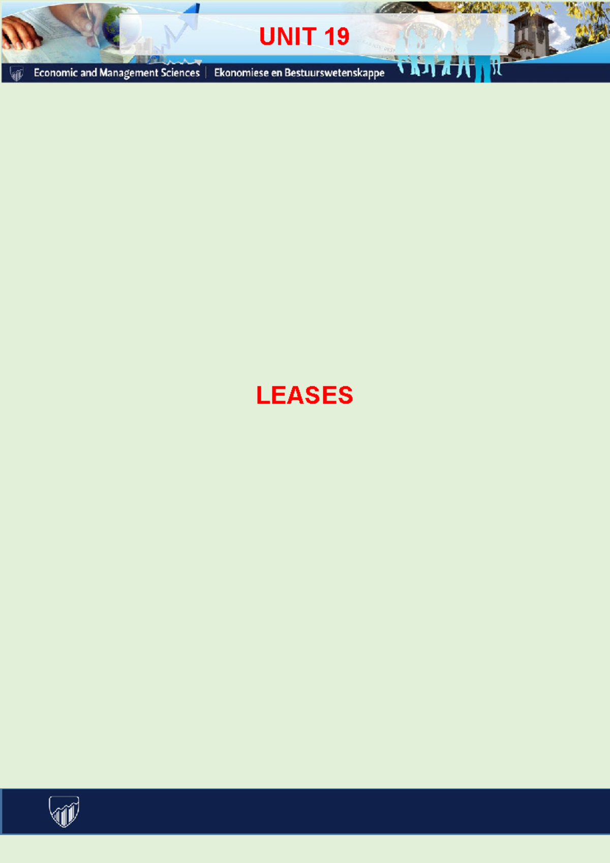 Module guide-Leases Lessee Questions only - UNIT 19 LEASES This unit ...