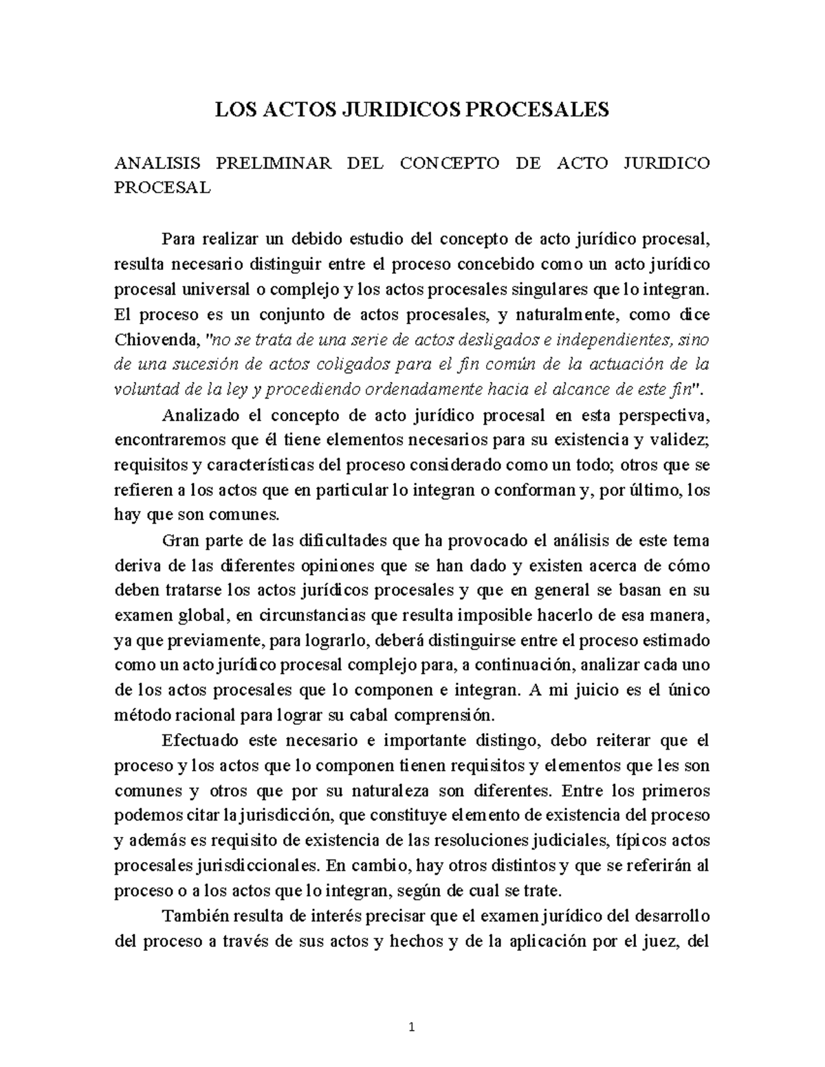 1 Actos Procesales - APUNTE DE MATERIA - LOS ACTOS JURIDICOS PROCESALES ...