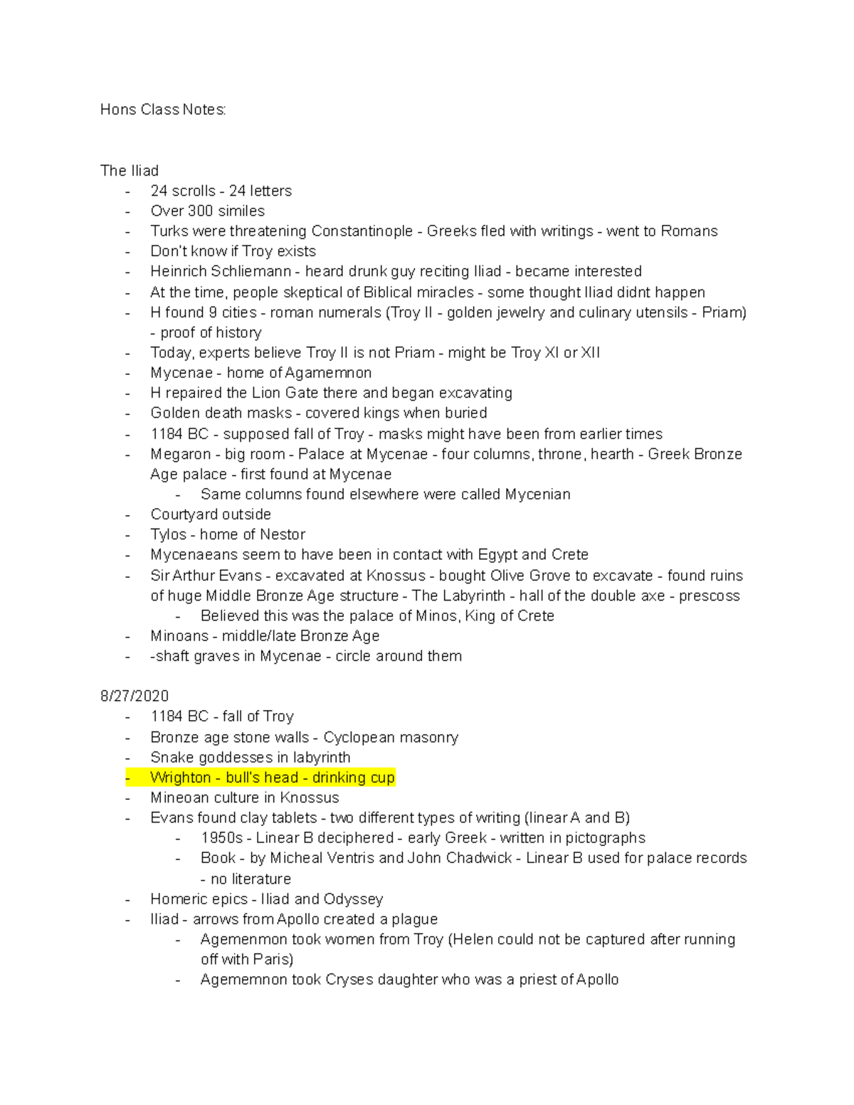 Hons Class Notes - Hons Class Notes: The Iliad - 24 scrolls - 24 ...
