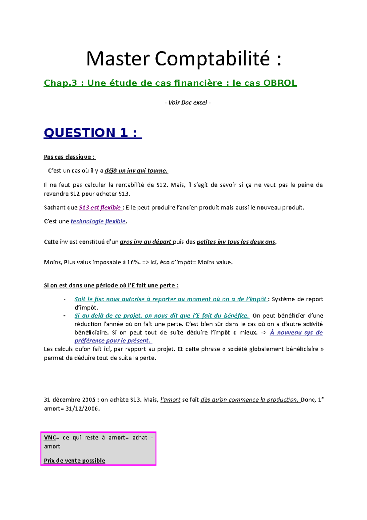 Master Comptabilit 29 - Master Comptabilité : Chap : Une étude de cas ...