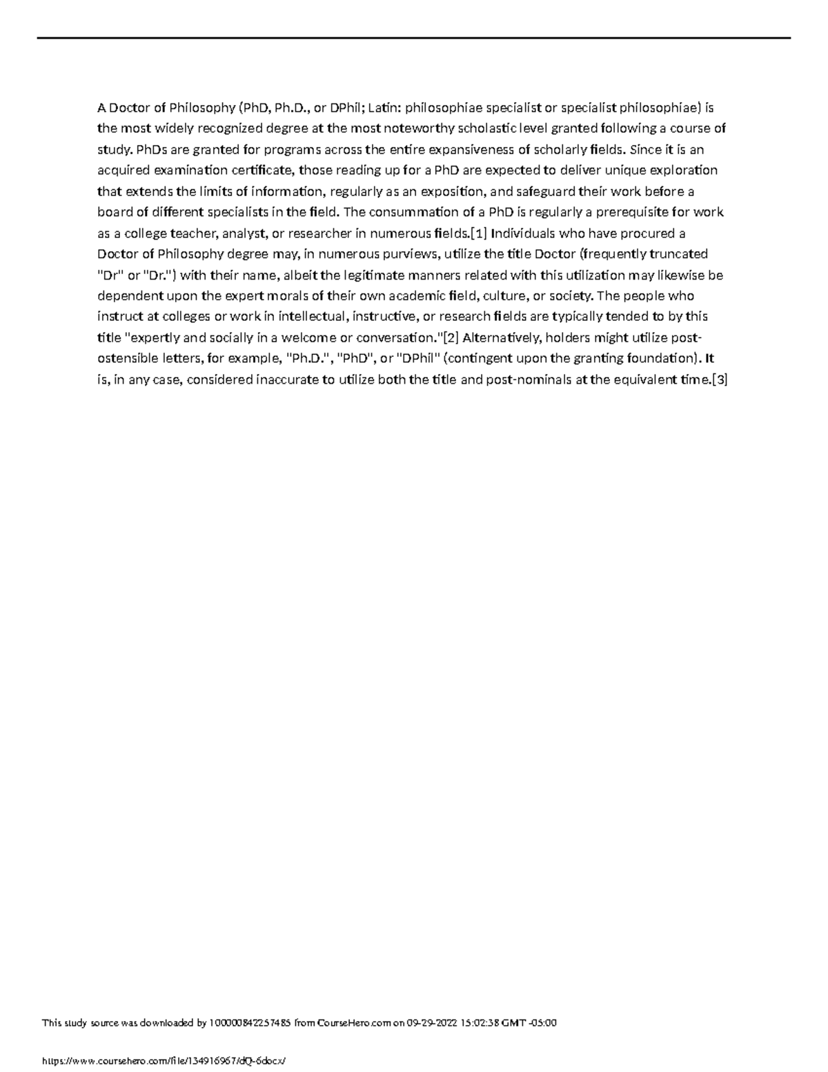D Q 6 - Discussion - A Doctor of Philosophy (PhD, Ph., or DPhil; Latin ...