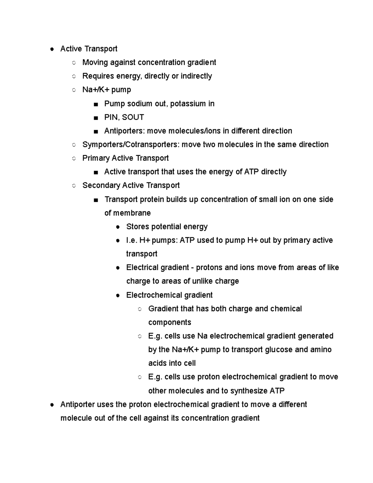 Week 3 Active Transport - Studocu