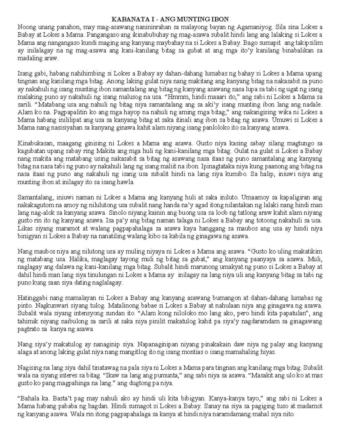 464680006 ANG Munting IBON - KABANATA I - ANG MUNTING IBON Noong unang ...