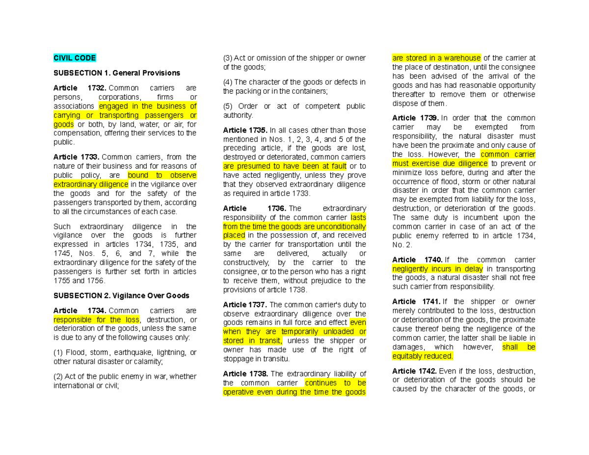LPU - public utility - CIVIL CODE SUBSECTION 1. General Provisions ...