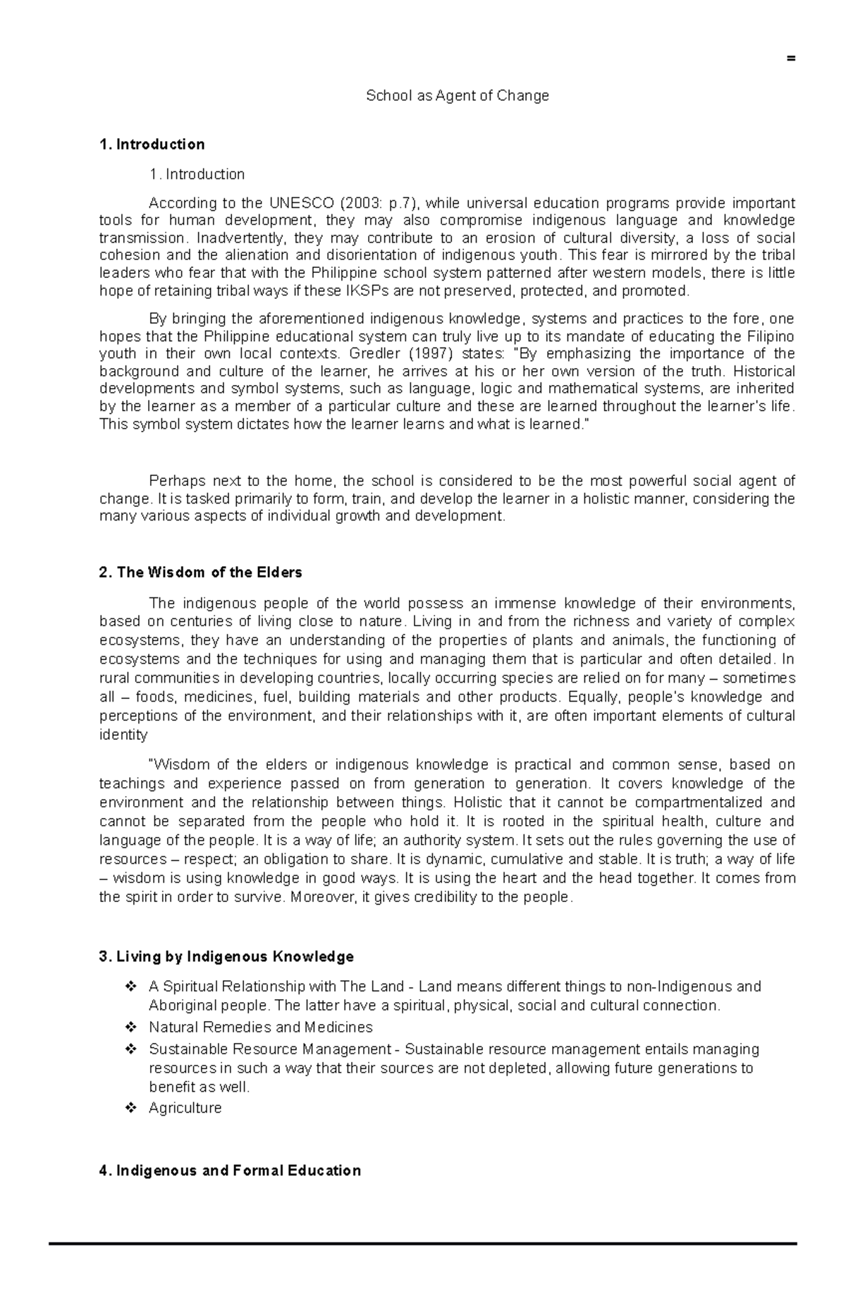 School as Agent of Change - = School as Agent of Change Introduction ...