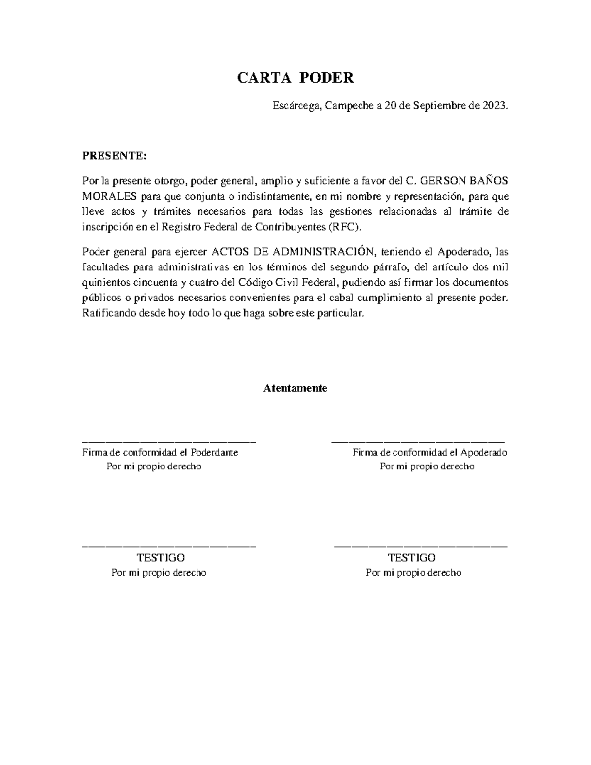 Carta Poder - rsthysrb - CARTA PODER Escárcega, Campeche a 20 de ...