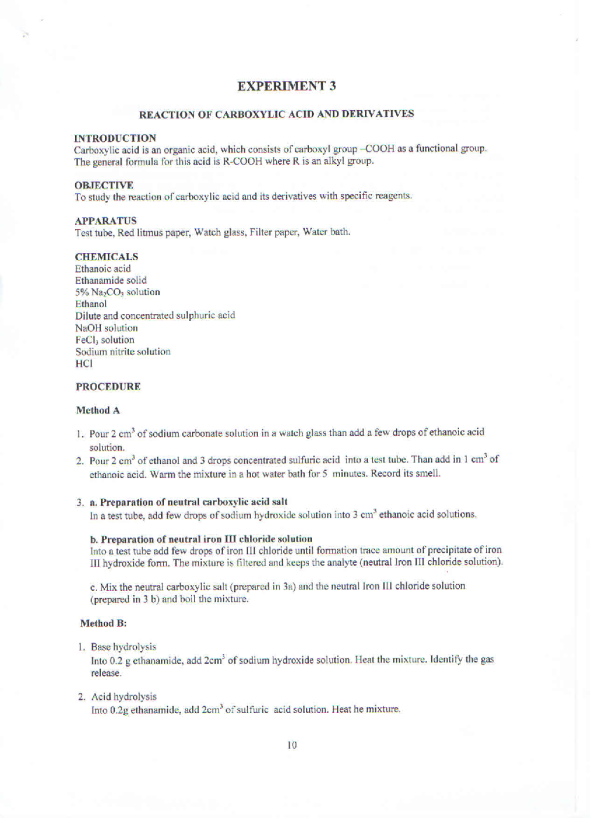 Exp 3 - Experiment 3 organic chemistry - Organic Chemistry 1 - Studocu