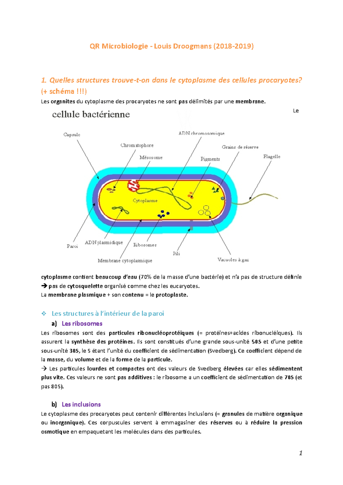 Finale - Résumé Microbiologie - QR Microbiologie - Louis Droogmans ...