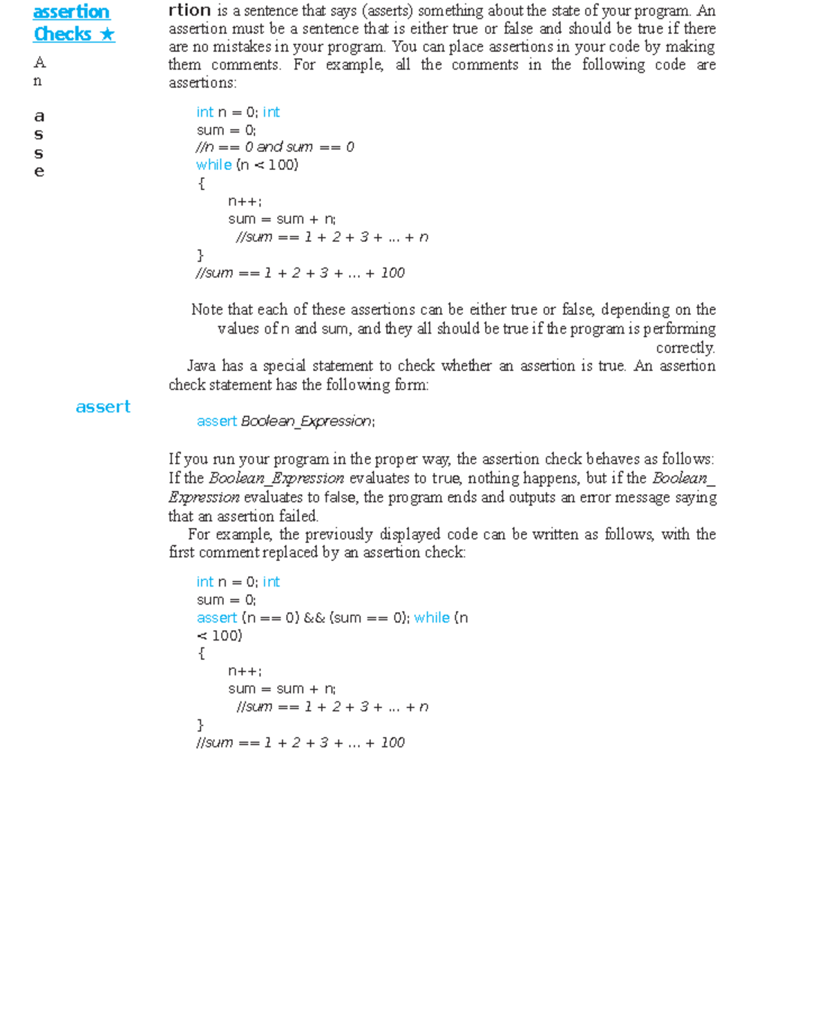 Assertion Checks Assertion Checks ★ A N A S S E Rtion Is A Sentence That Says Asserts