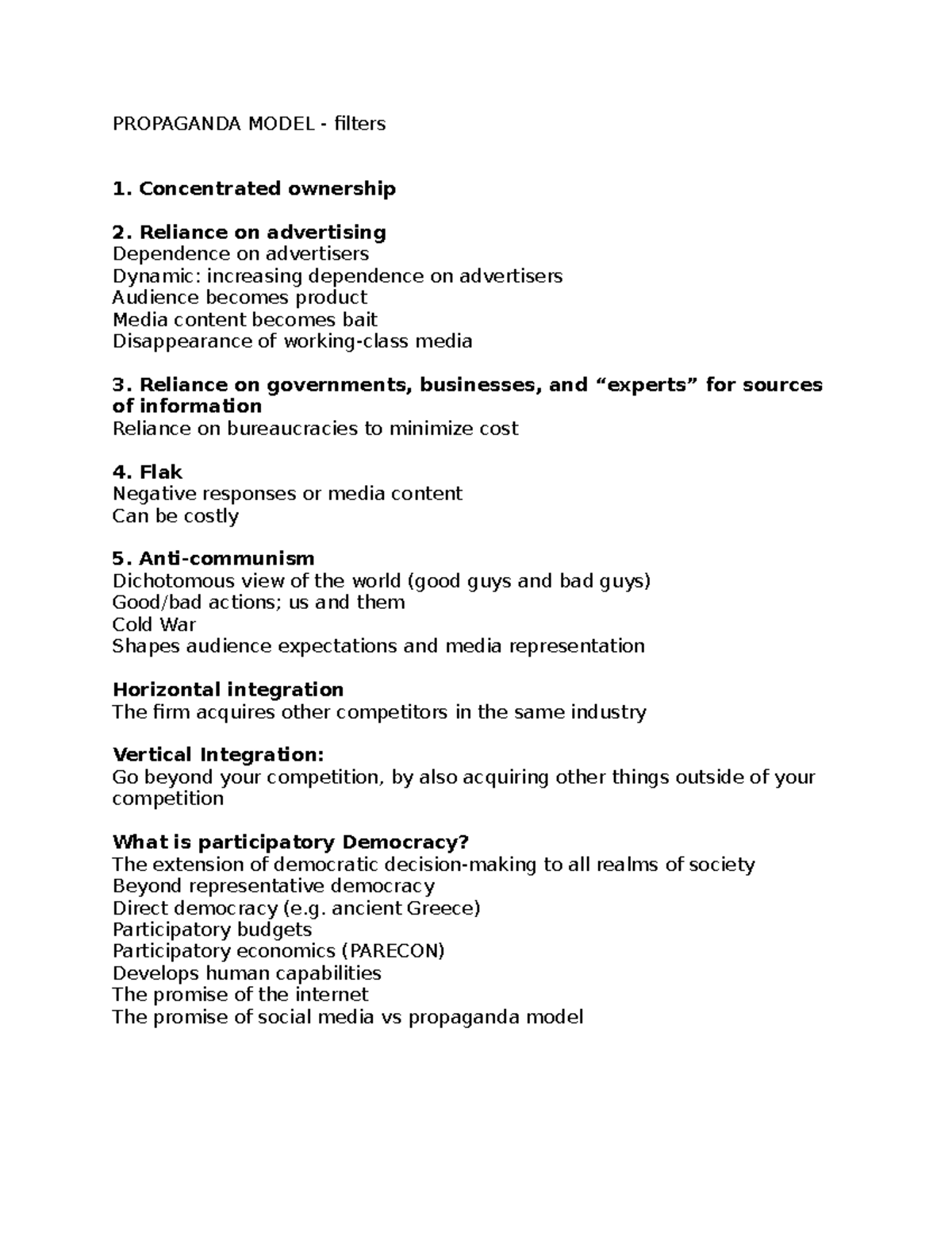 Propaganda Model - PROPAGANDA MODEL - filters Concentrated ownership ...