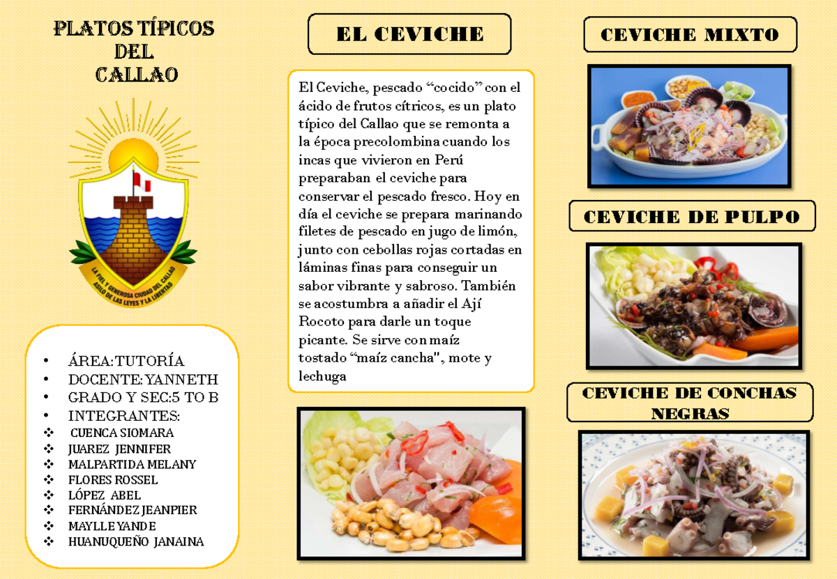Platos Típicos - PLATOS TÕPICOS DEL CALLAO • ¡REA:TUTORÕA • DOCENTE ...
