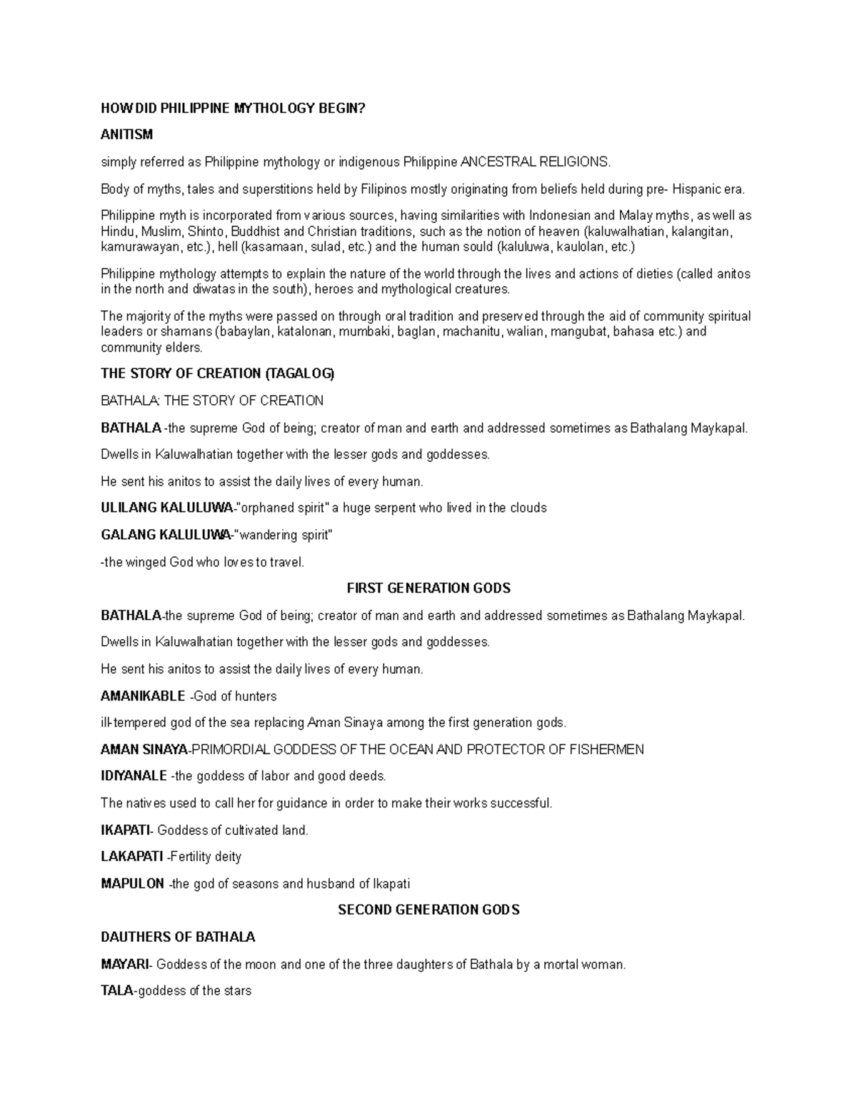Notes-maam-Faidz - Lesson plan - HOW DID PHILIPPINE MYTHOLOGY BEGIN ...