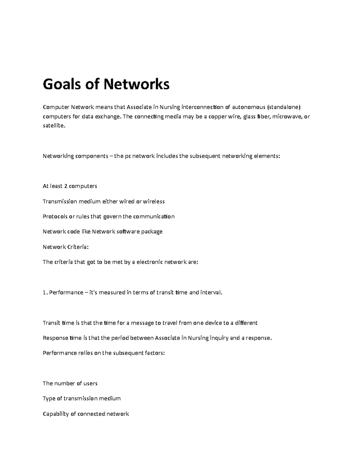 Goals of Networks - Goals of Networks Computer Network means that ...