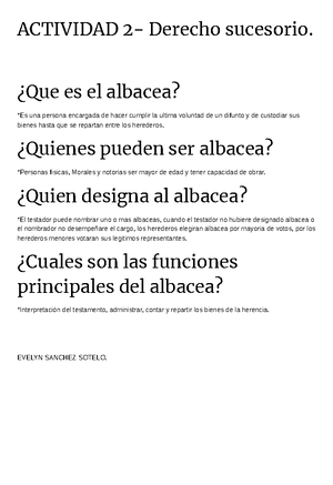 Actividad 5. Proyecto integrador etapa 2 DS - LICENCIATURA: DERECHO MATERIA: DERECHO SUCESORIO ...