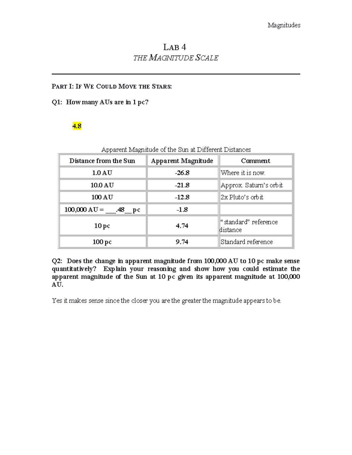 Lab4 Worksheet(1) - lab worksheet - LAB 4 THE MAGNITUDE SCALE PART I ...