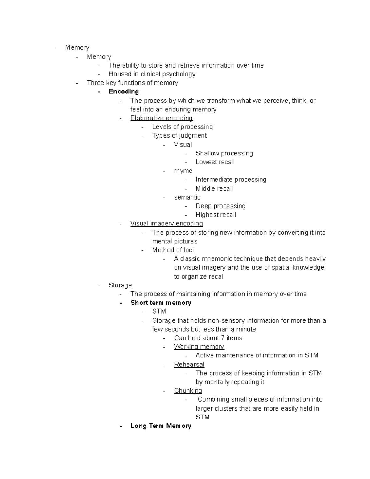 Memory 1 + 2 - Memory Memory The ability to store and retrieve ...