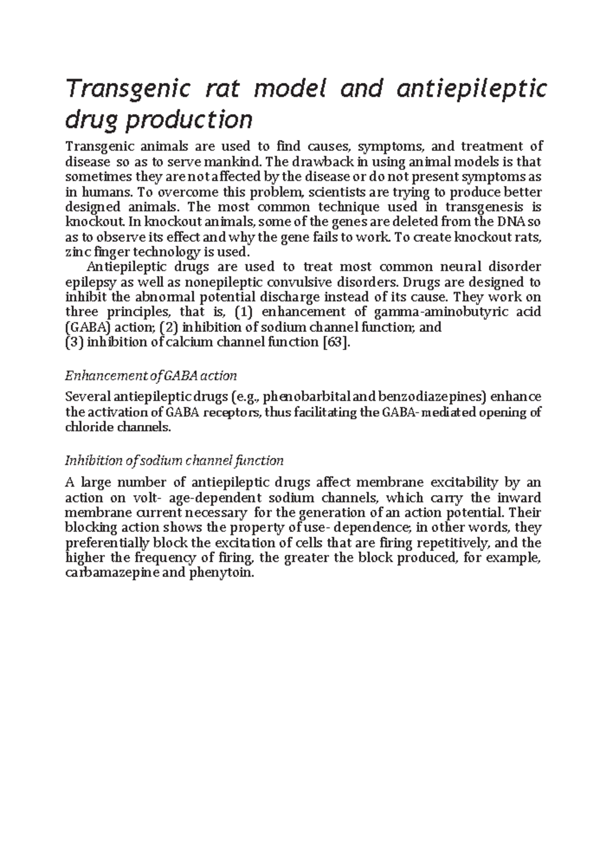Transgenic rat model and antiepileptic drug production - Transgenic rat ...