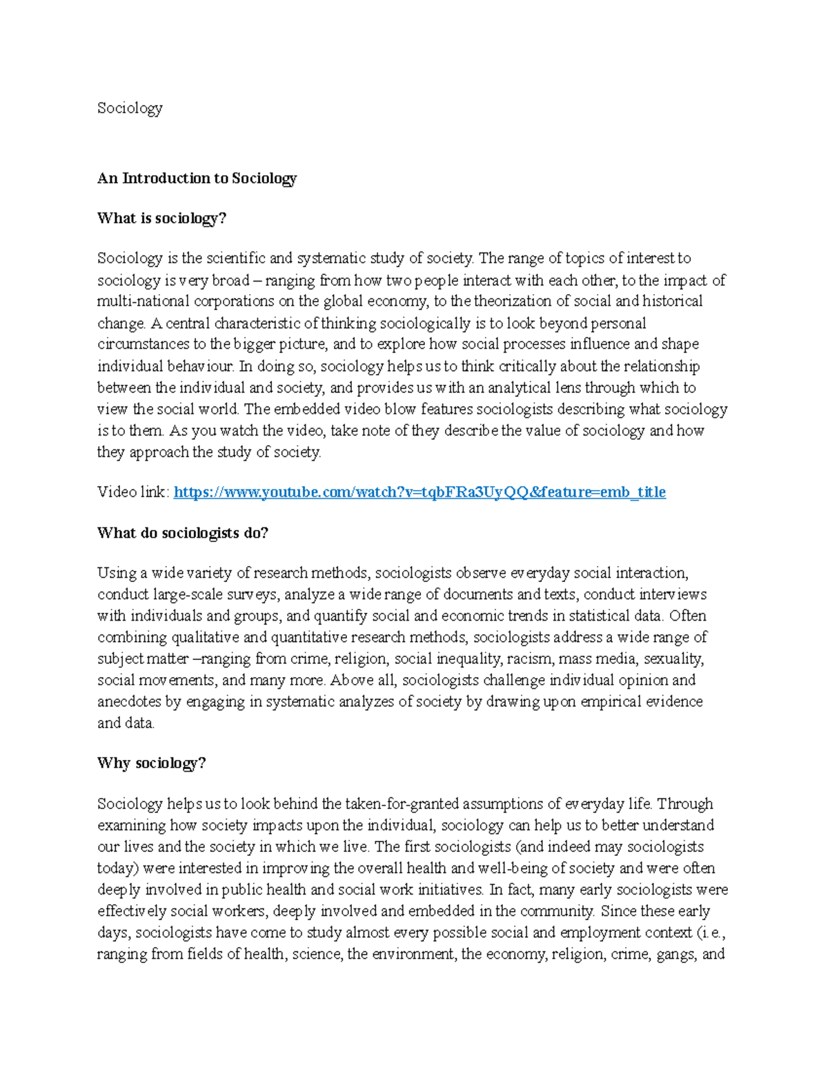 An Introduction to Sociology (sociology) - Sociology An Introduction to ...