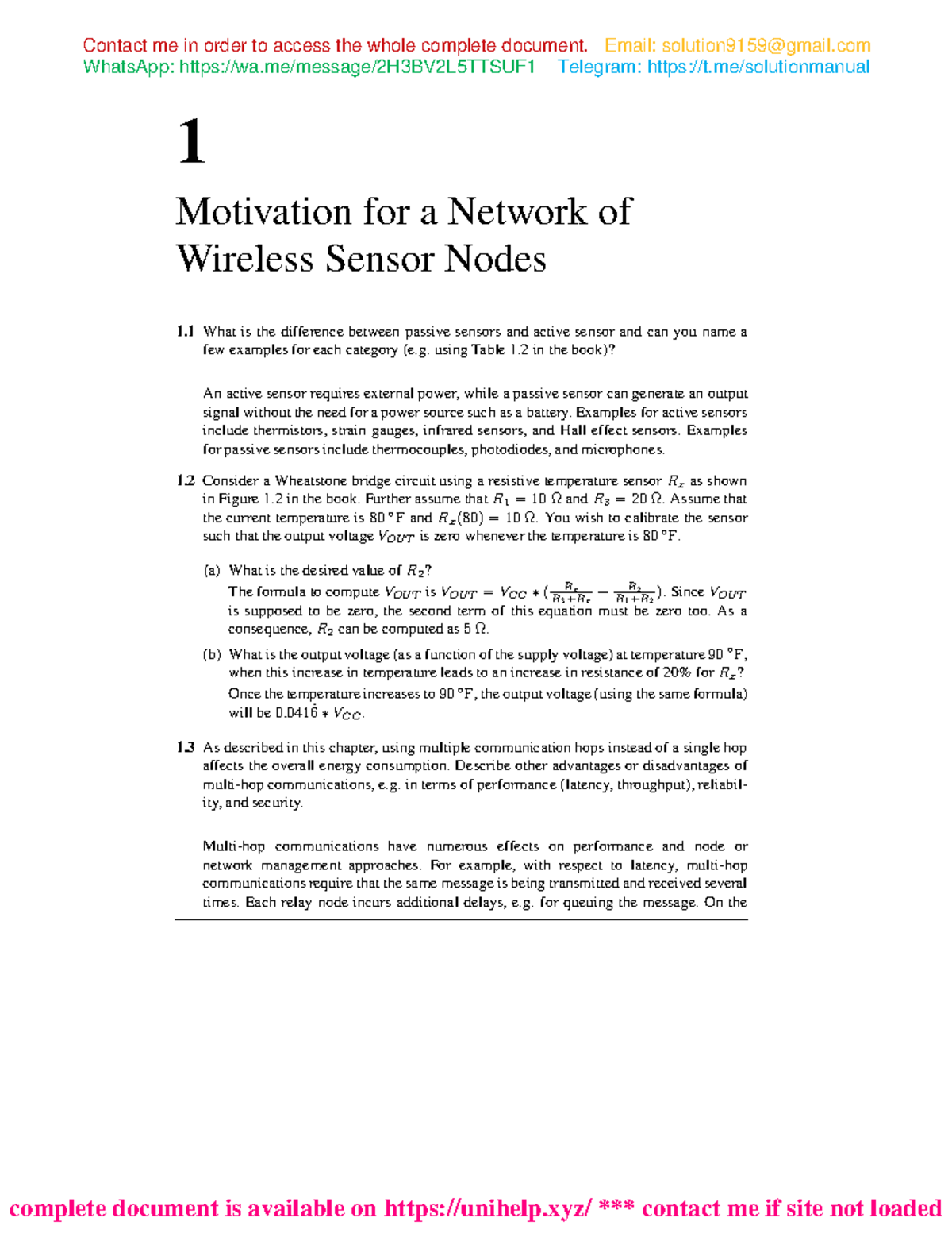 Student Solution Manual Fundamentals of Wireless Sensor Networks by ...