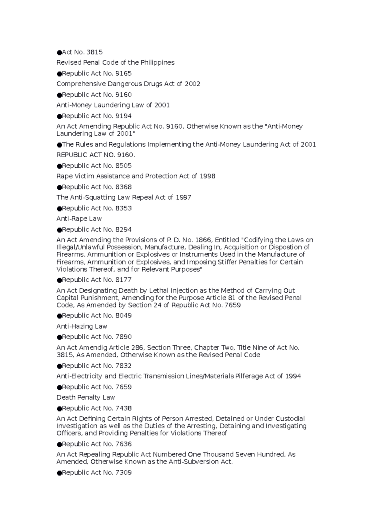 Republic Act No - Act No. 3815 Revised Penal Code of the Philippines ...