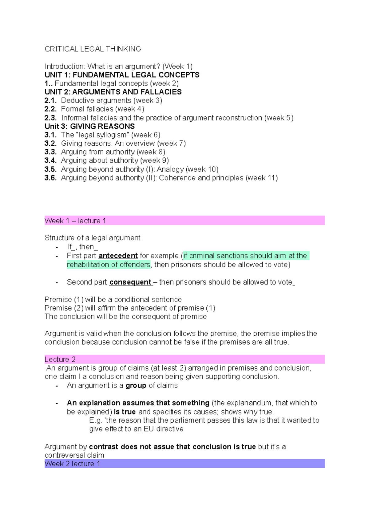 CLT lecture notes - CRITICAL LEAGAL THINKING - CRITICAL LEGAL THINKING ...