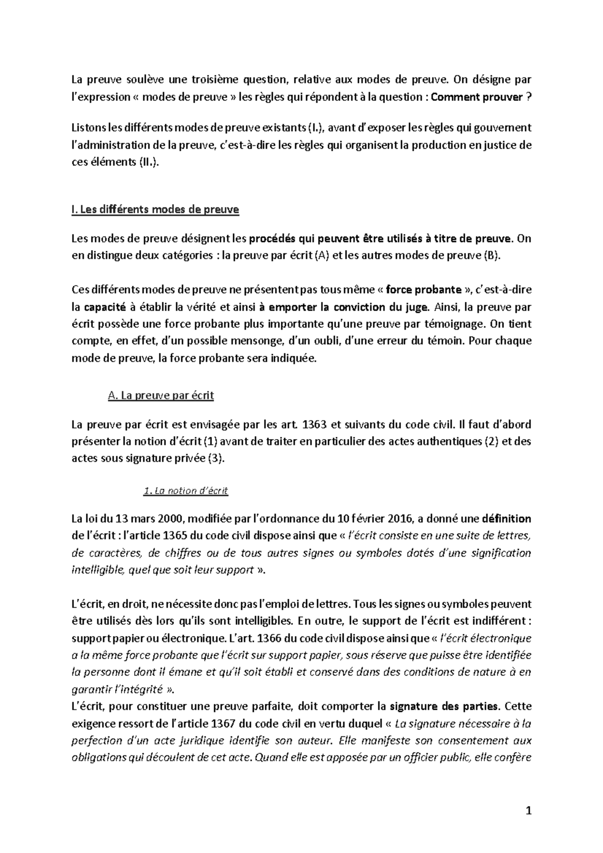 Les modes de preuve - La preuve soulève une troisième question ...