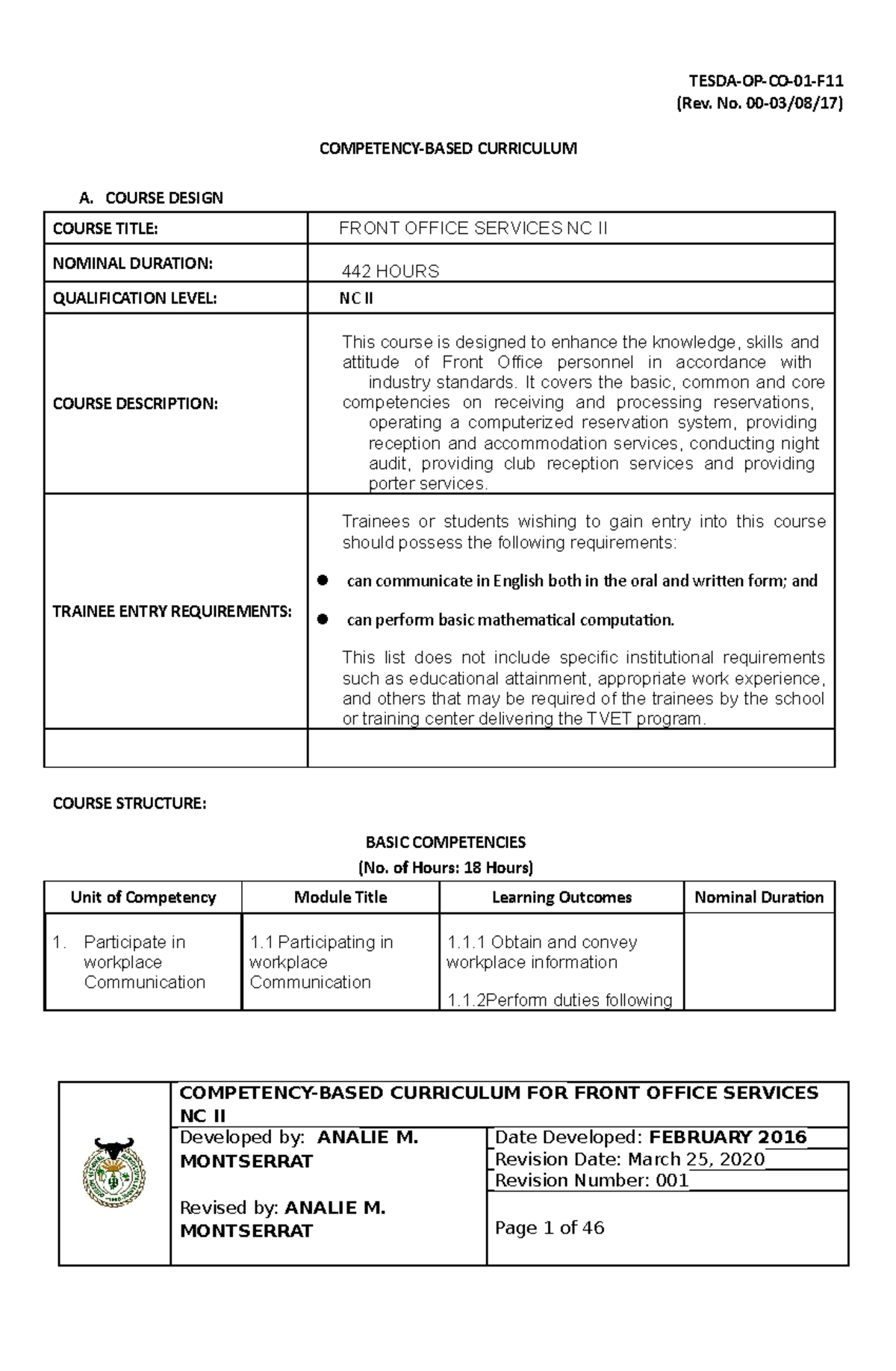 CBC Front Office Services NC II - New with 21st Centruy Skills ...