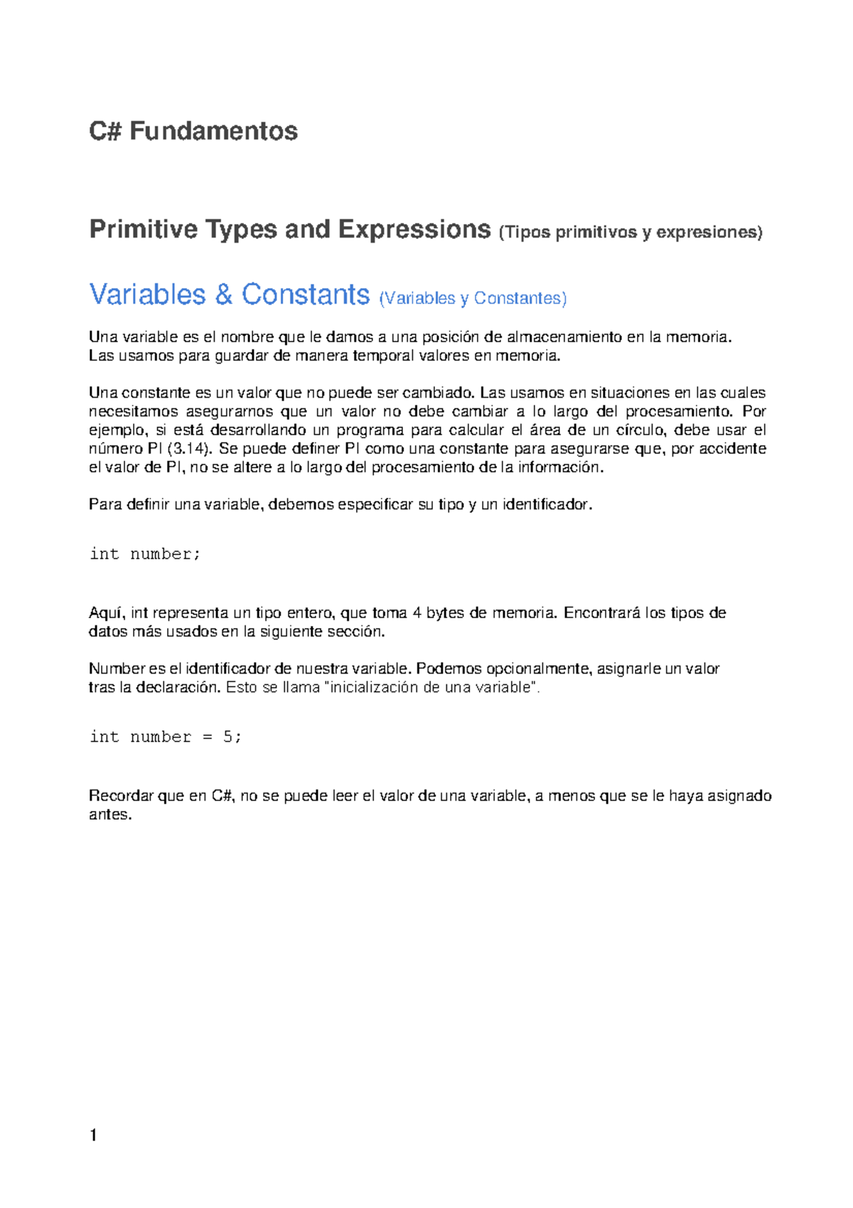 Summary Primitive Types And Expressions - C# Fundamentos Primitive ...
