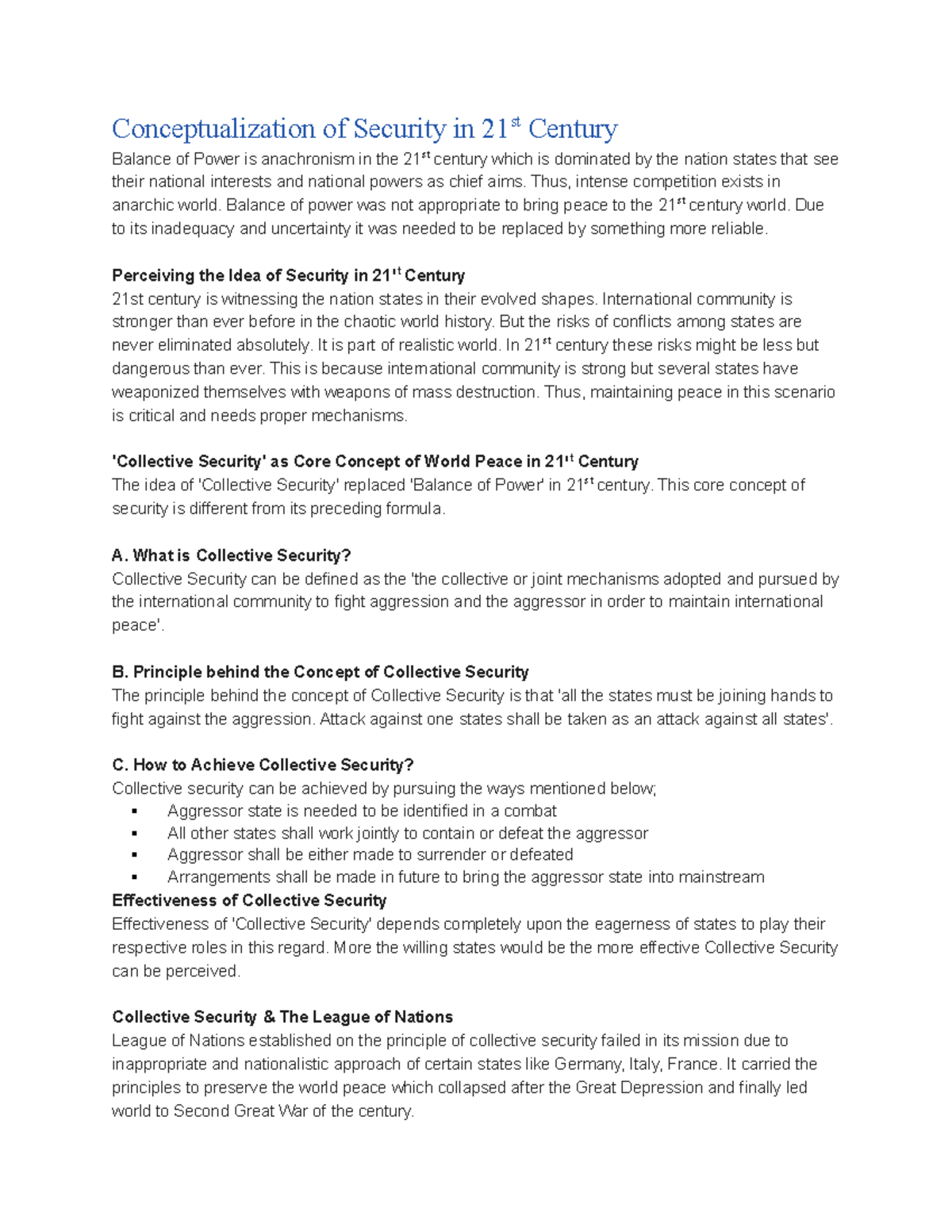 Conceptualization of Security in 21st century - Conceptualization of Security in 21st Century ...